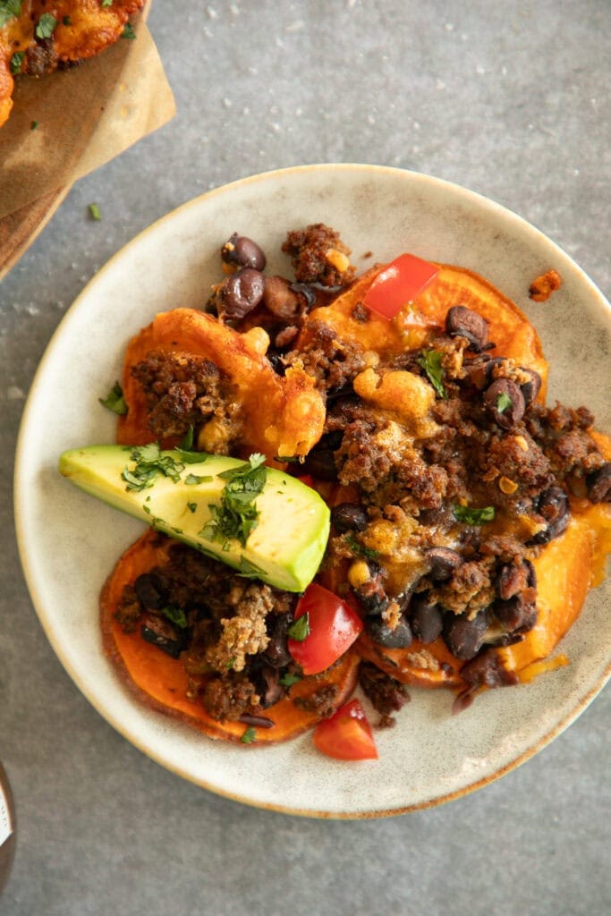 Sheet Pan Low-Carb Loaded Sweet Potato Nachos